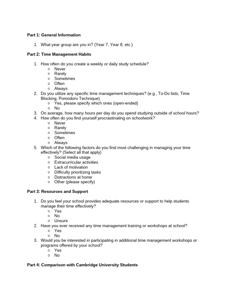 General Info - Time Management Survey | PDF
