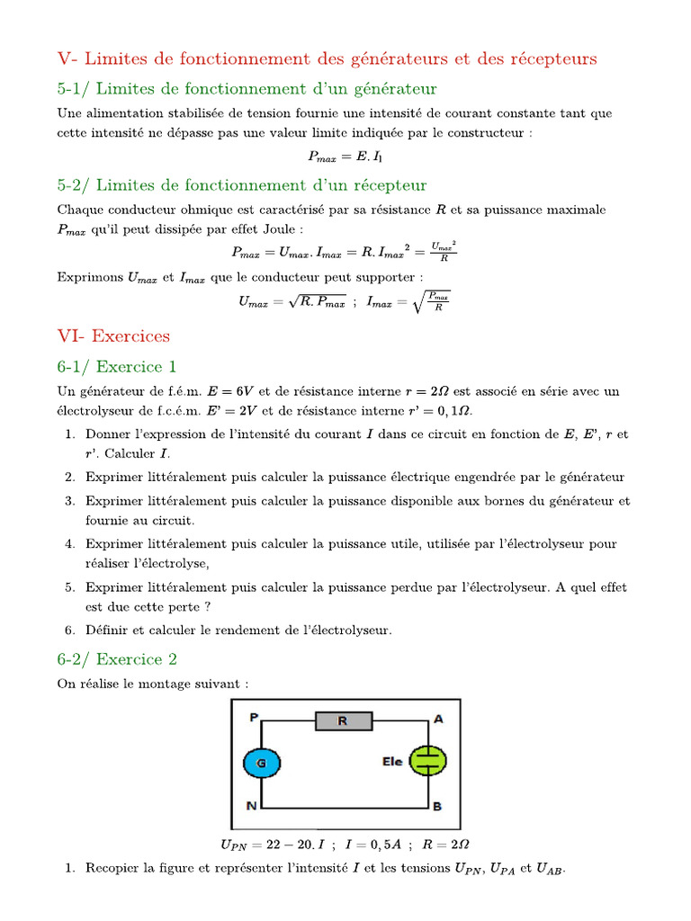 Exercices - Comportement-Global-D-Un-Circuit-Electrique | PDF