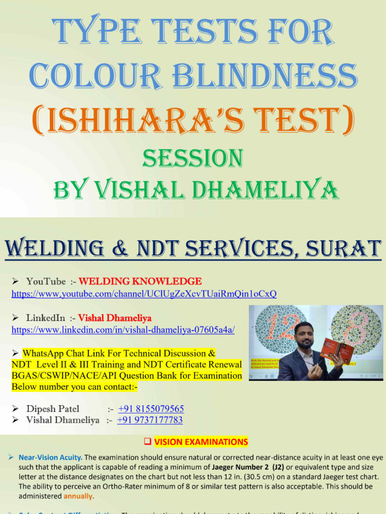 Type Tests For Colour Blindness (Ishihara's Test) | PDF