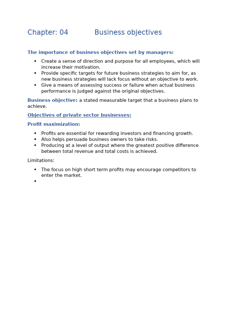 Business ch4 Notes | PDF