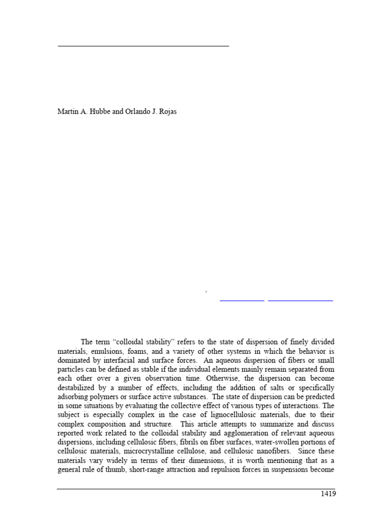 Colloid Stability Aggr Cellulosics Review | PDF | Acid | Materials Science