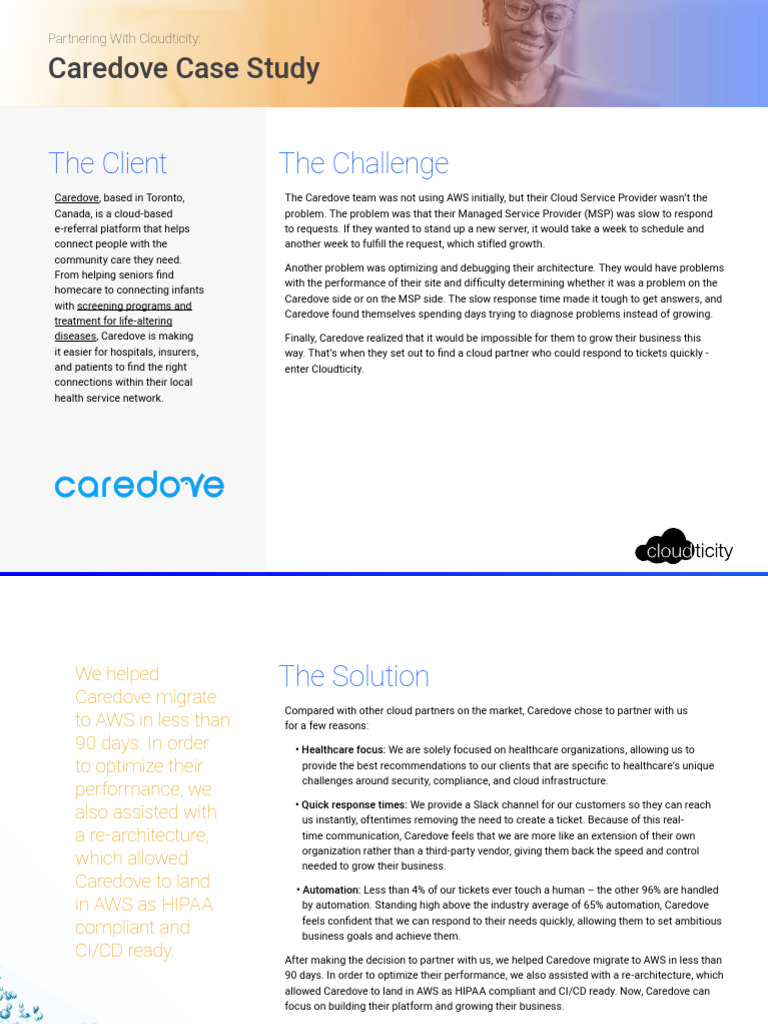 Cloudticity CaseStudy Caredove 1 | PDF | Cloud Computing | Amazon Web ...