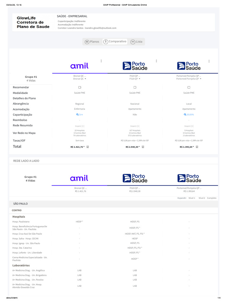 PROPOSTA OZIEL [AMIL E PORTO]. | PDF | Remédio | Sistema de saúde