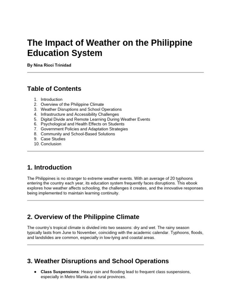 Weather's Impact on Philippine Schools | PDF | Emergency Management | Flood
