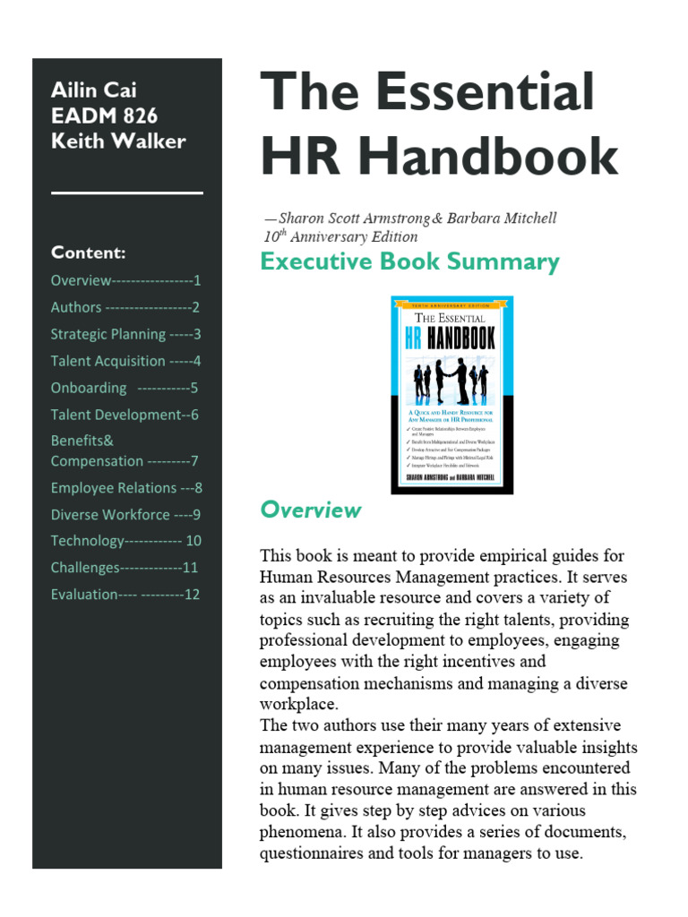 The Essential HR Handbook: Executive Book Summary | PDF | Employment ...