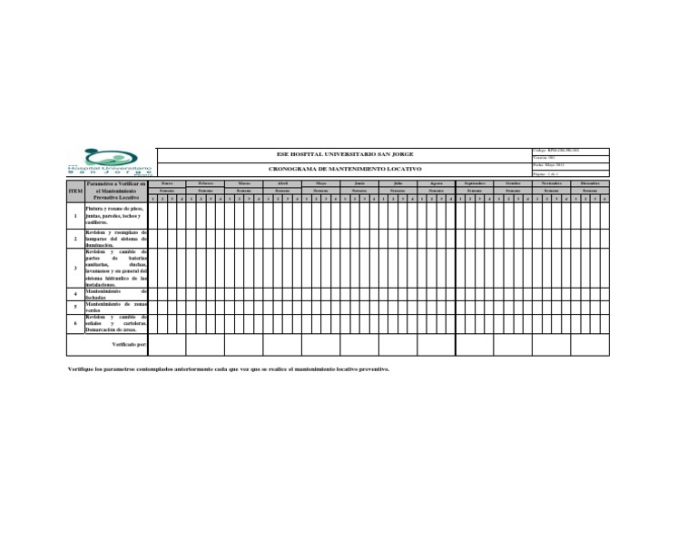 002 Cronograma de Mantenimiento Locativo | PDF