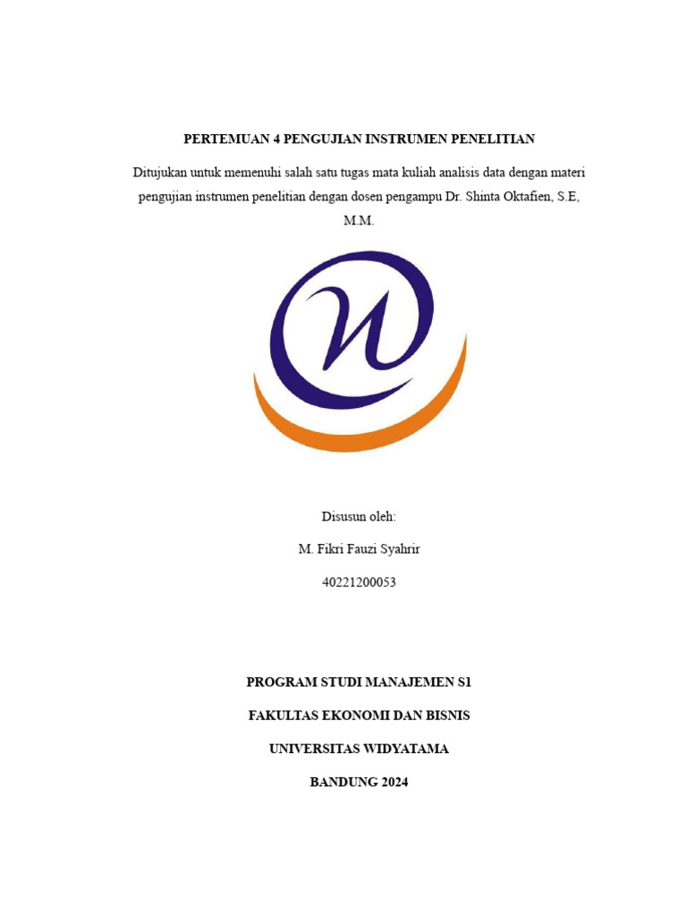 Pengujian Instrumen Penelitian - 40221200053 | PDF
