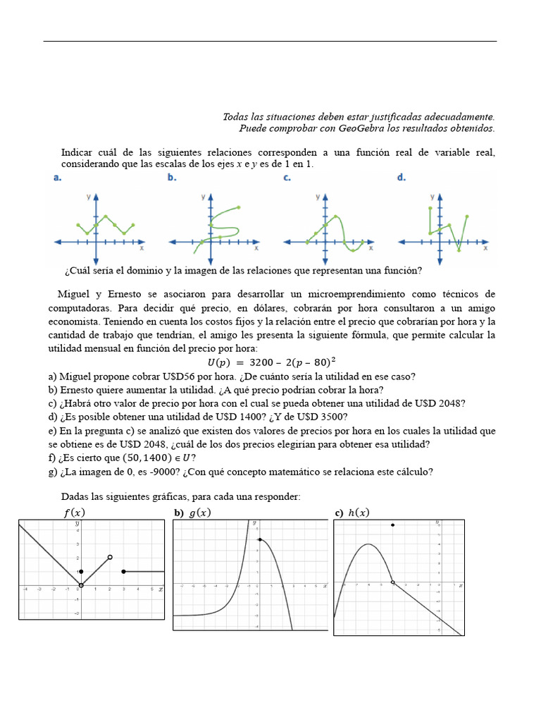 UNIDAD 2 - Funciones - 2.práctica | PDF | Función (Matemáticas) | Línea (geometría)
