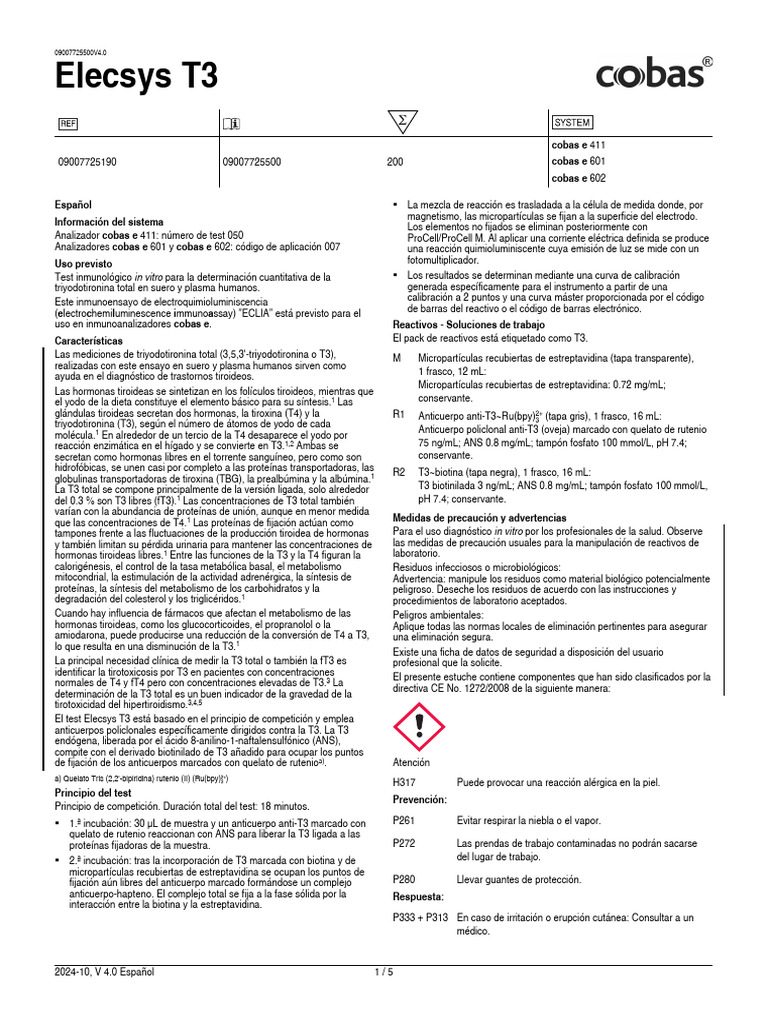 Elecsys T3 - Roche | PDF | Tiroides
