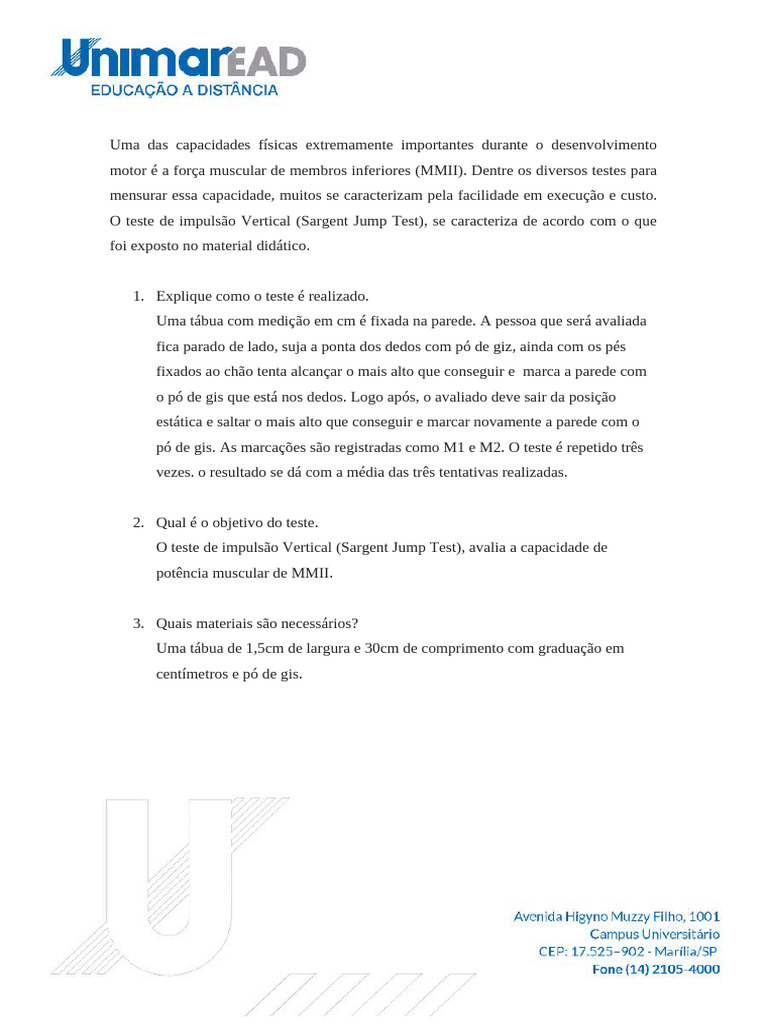 Teste de Impulsão Vertical Sargent | PDF