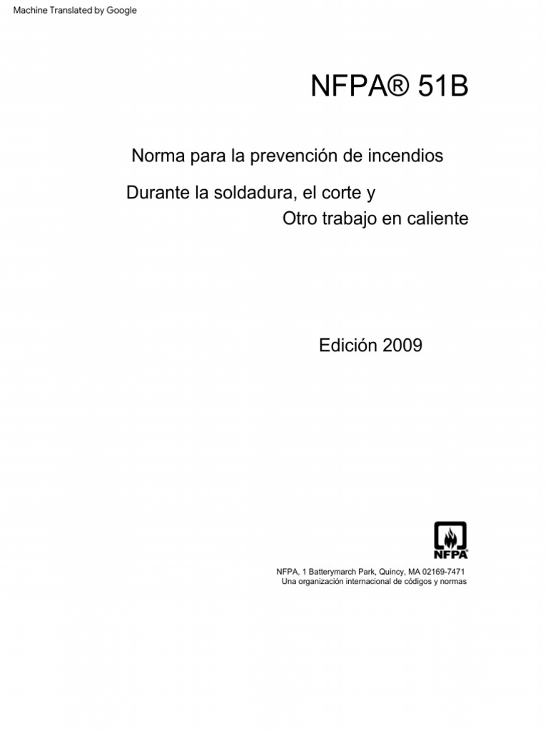 NFPA 51B-2009 Standard for Fire Prevention During Welding, Cutting, and Other Hot Work (1) | PDF ...