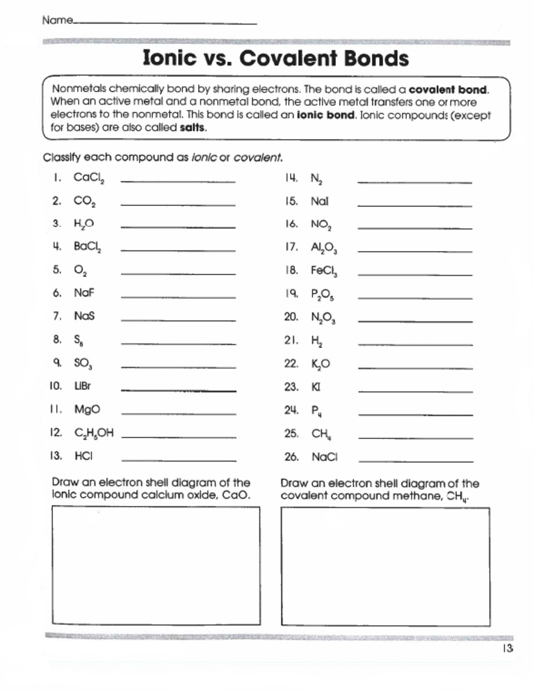 Ionic Vs Covalent Bonds | PDF