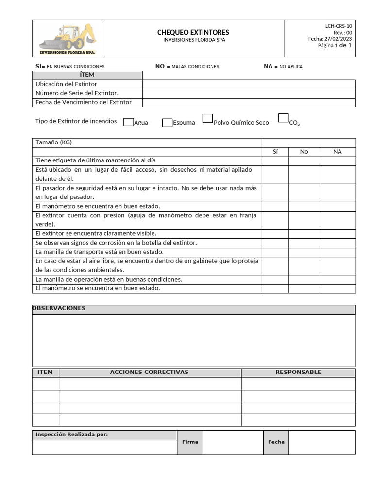 CHEQUEO MENSUAL EXTINTORES (1) (1) | PDF