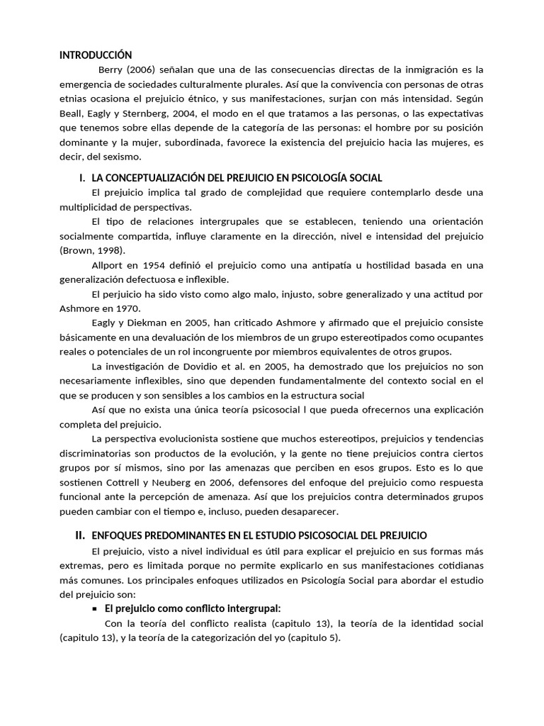 Tema 12 PREJUICIO EN PSICOLOGÍA SOCIAL | PDF | Prejuicios | Discriminación y relaciones raciales