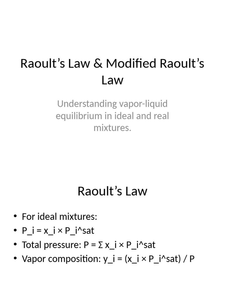 Raoults Law Presentation | PDF