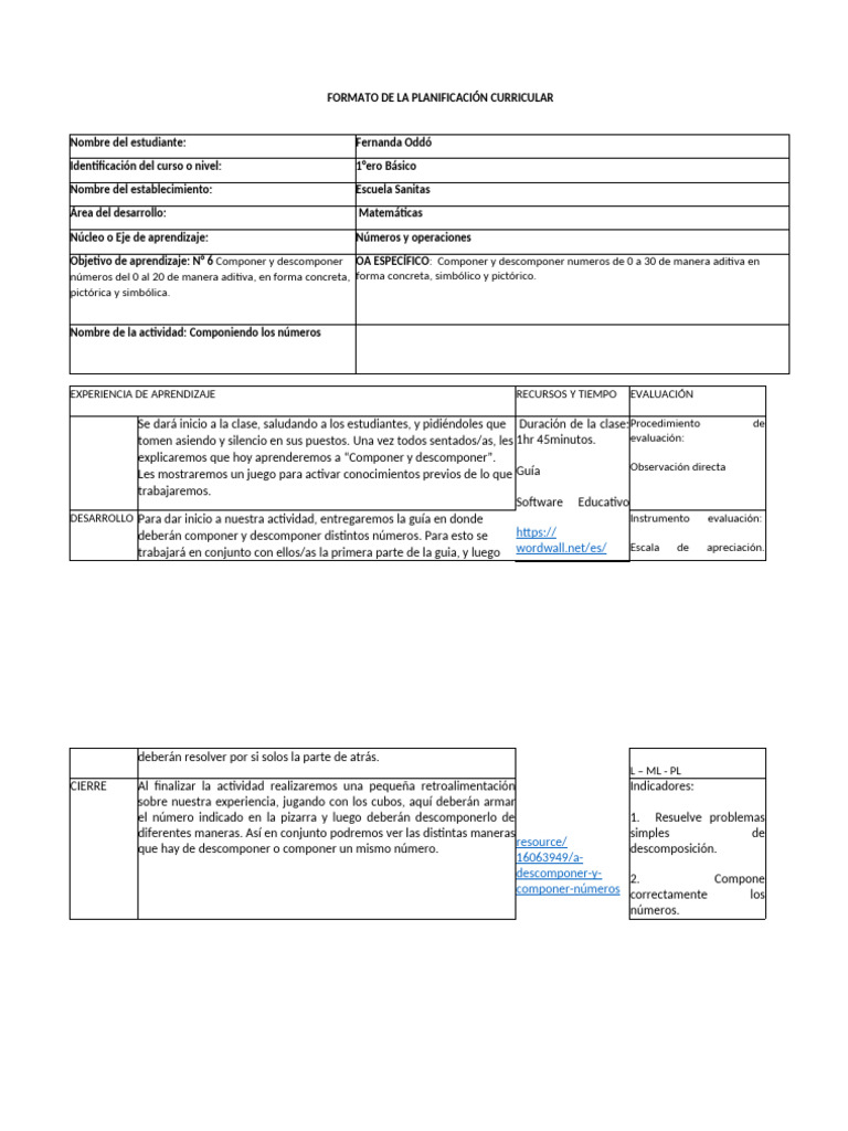 Componer y Descomponer (Plani 4) | PDF | Aprendizaje | Cognición