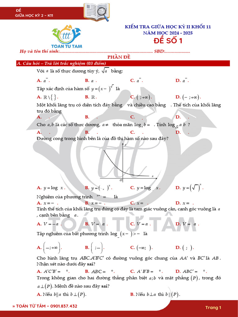 Bo de Kiem Tra Giua Ky 2 Toan 11 Knttvcs Nam Hoc 2024 2025 Trang 2 | PDF