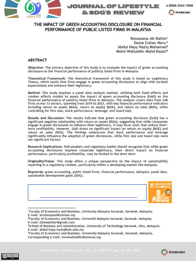 The Impact of Green Accounting Disclosure On Finan | PDF | Corporate ...
