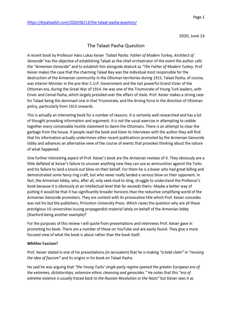 The Talaat Pasha Question | PDF | Mustafa Kemal Atatürk | Ottoman Empire