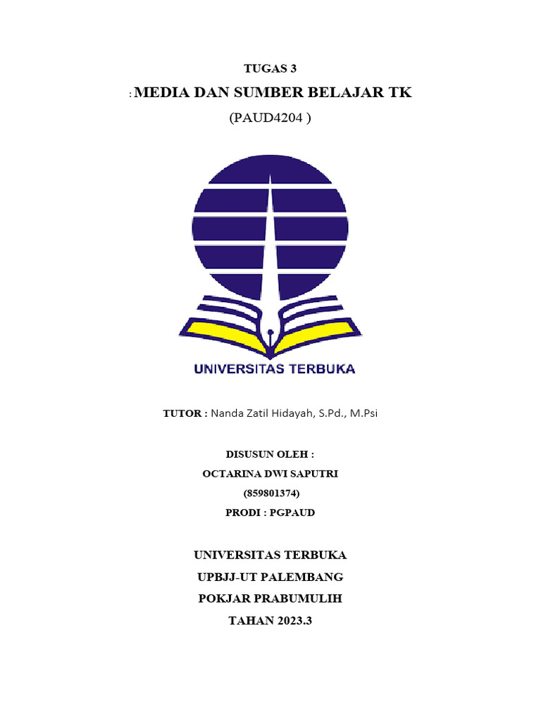 Tugas 3 Octarina Dwi Saputri Nim 859801374 Media Dan Sumber Belajar TK ...