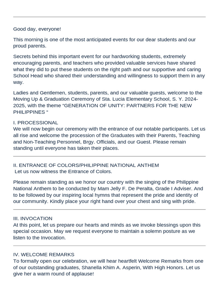 ENGLISH-Graduation Emcee Script | PDF