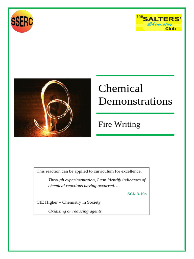 Fire Writing Chemical Demonstration Guide | PDF