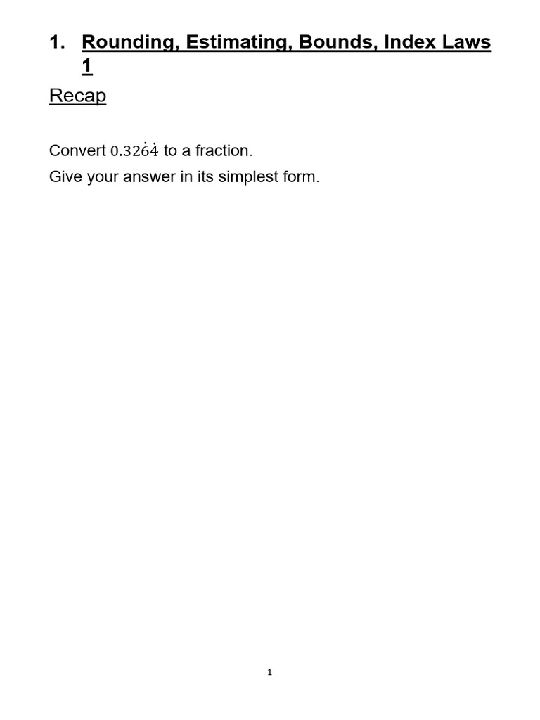 G1 Lesson 2 As - Rounding Estimating Bounds Index Laws 1 | PDF | Significant Figures | Decimal