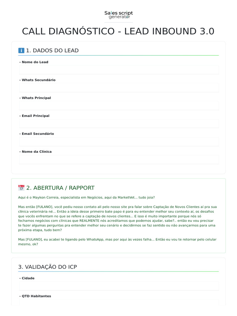 Calldiagnósticlea Inbound | PDF | Marketing | Medicina Veterinária
