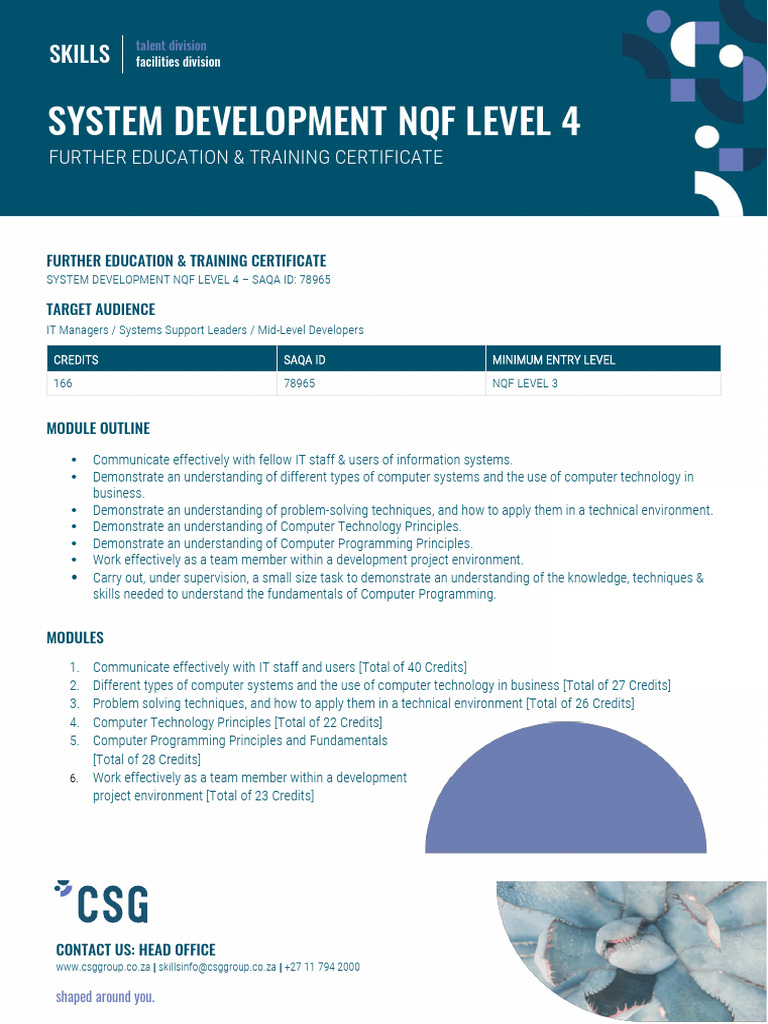 NB FETC Systems Development NQF Level 4 | PDF