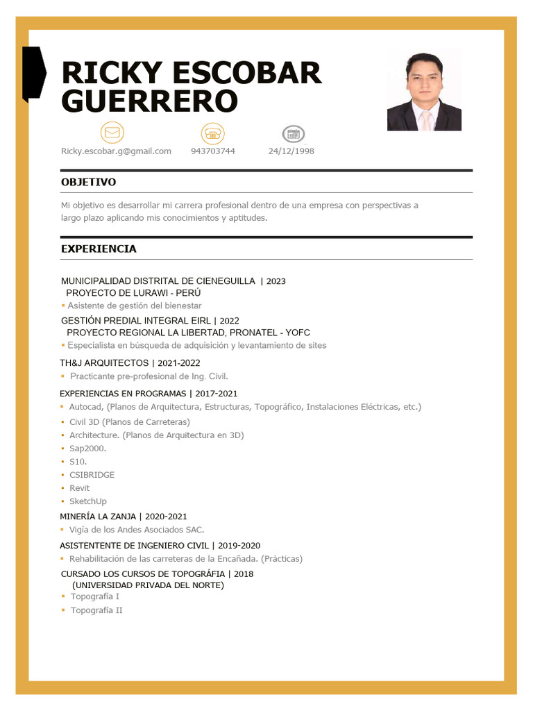 Perfil Profesional de Ricky Escobar | PDF | Diploma | Ingeniería