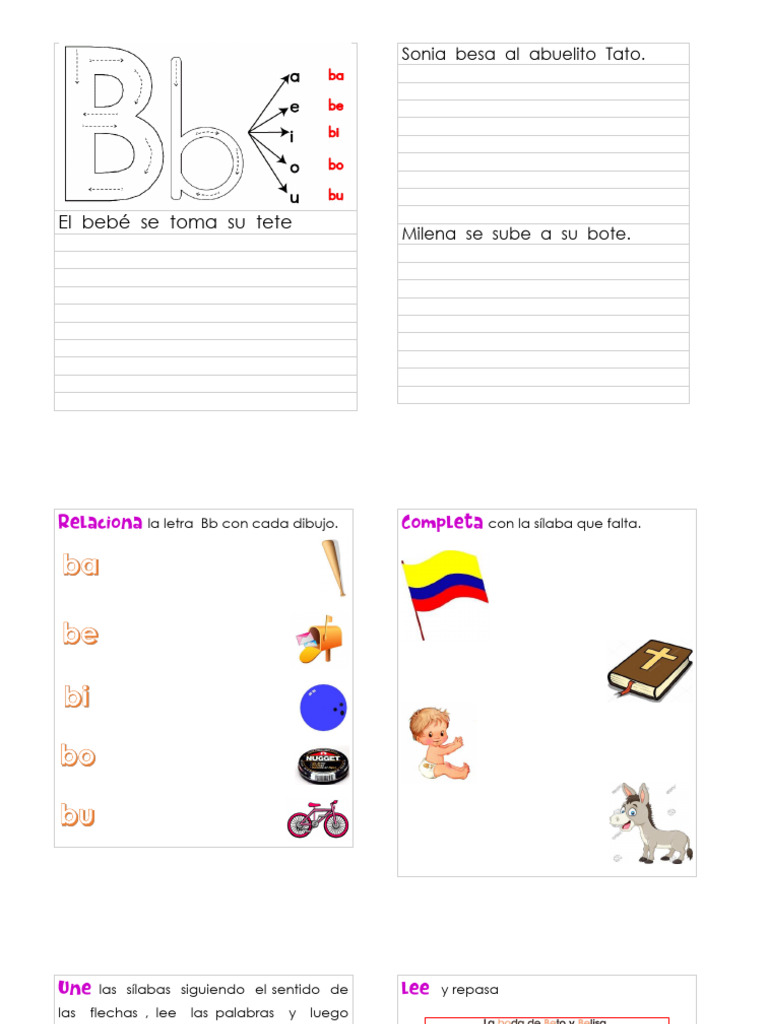 Dibujos y sílabas con B | PDF