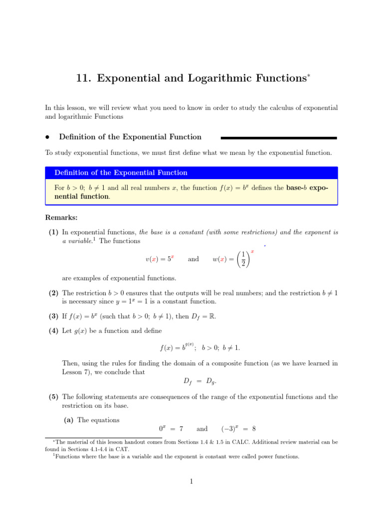 Exponential and Logarithmic Functions Overview | PDF | Function (Mathematics) | Logarithm