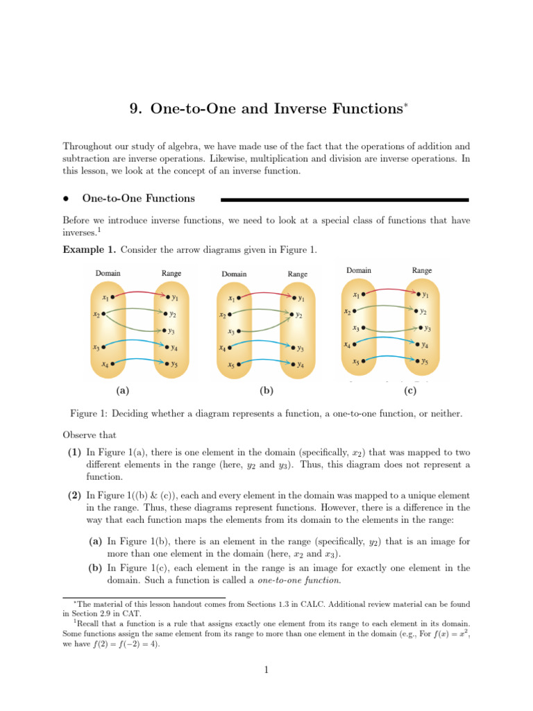 One-to-One and Inverse Functions Explained | PDF | Function ...