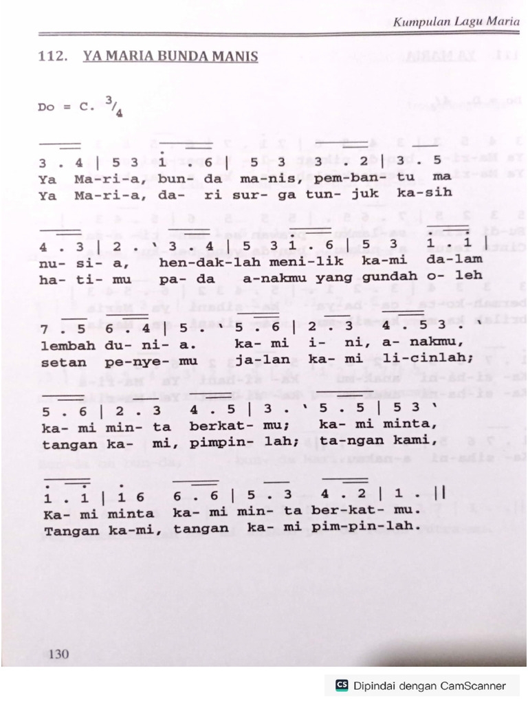 Lagu Ya Maria Bunda Manis | PDF