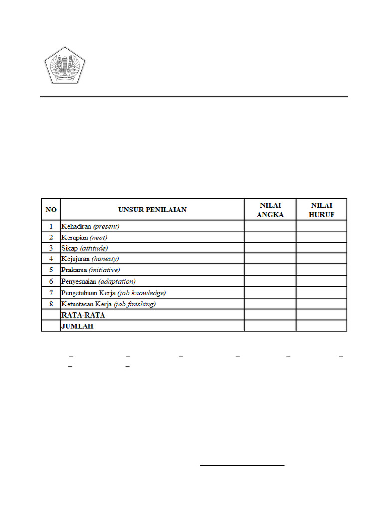 form penilaian ojt pindi | PDF