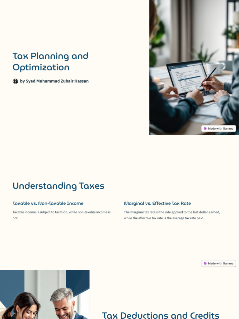 Tax Planning and Optimization | PDF