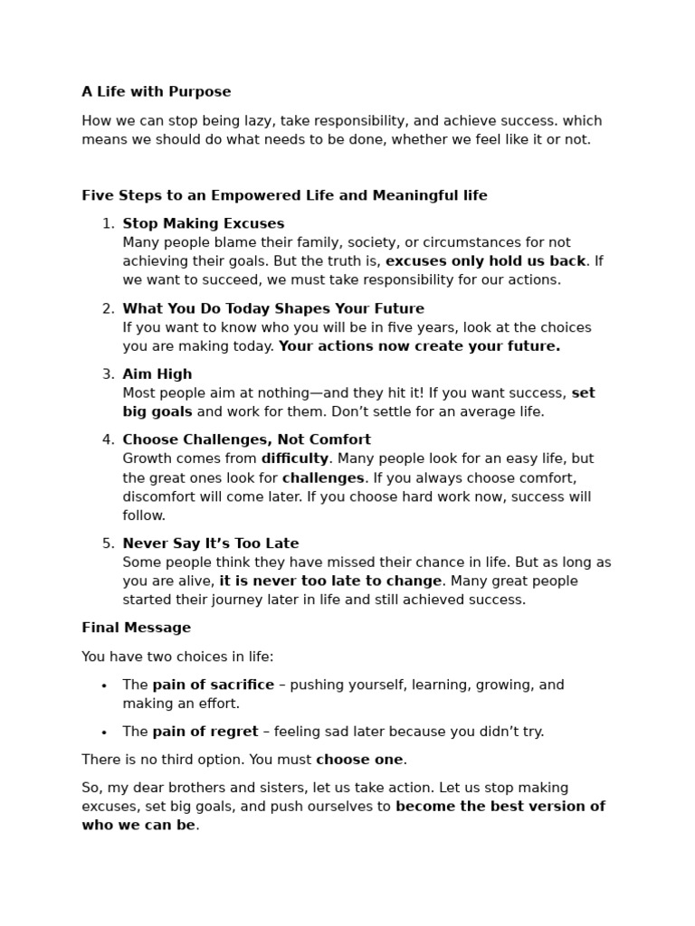 Purposeful Living: Five Empowering Steps | PDF