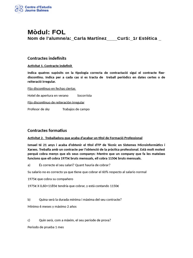 Dossier D'activitats FOL | PDF