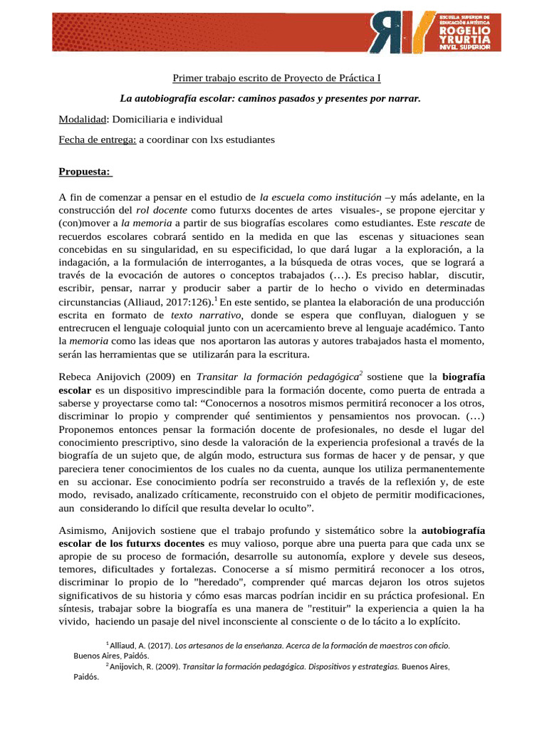 Autobiografía Escolar: Reflexiones Docentes | PDF | Escuelas | Memoria