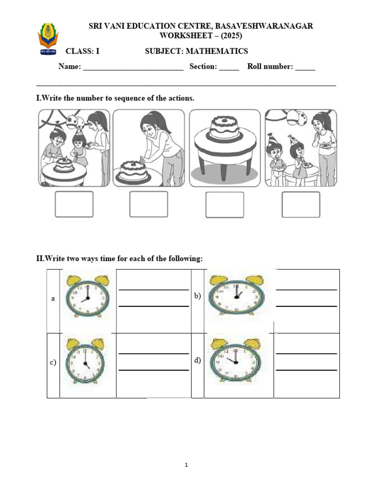 Time - Worksheet | PDF