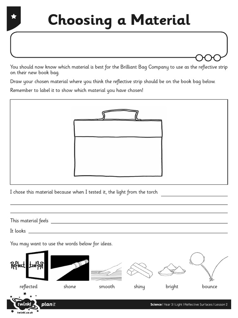 Activity Sheet Choosing A Material-Black and White | PDF