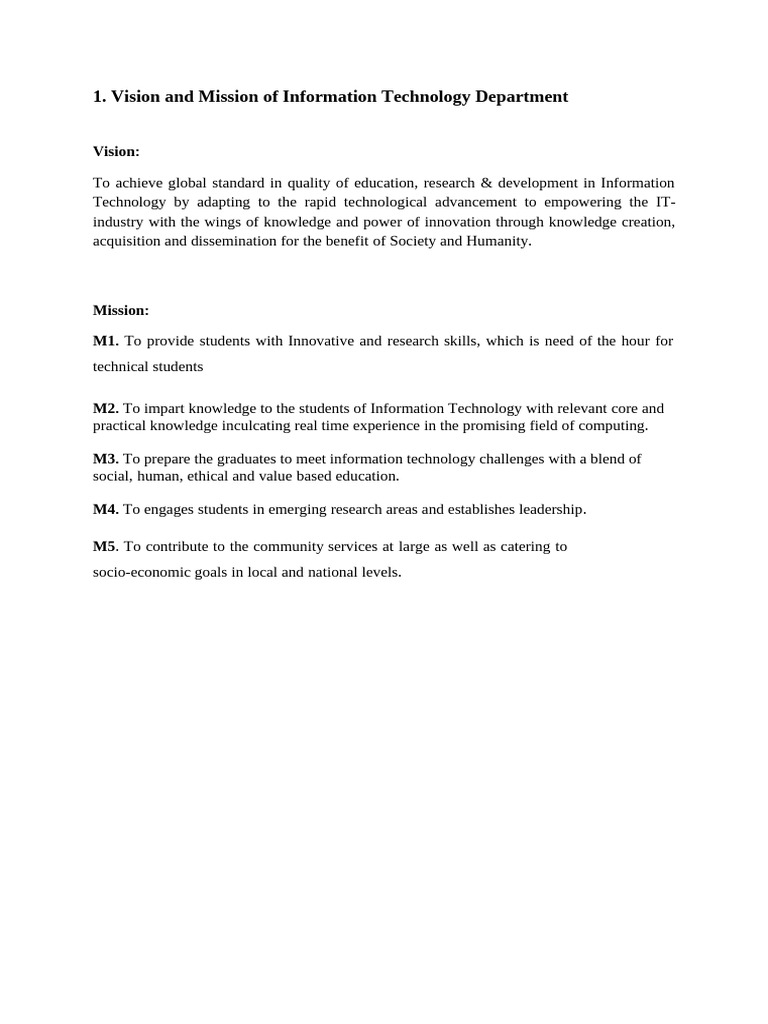 Vision Mission (Operating System) | PDF | Engineering | Knowledge