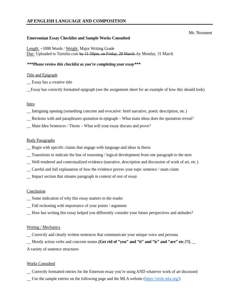 Emersonian Essay Writing Guide | PDF | Essays | Linguistics