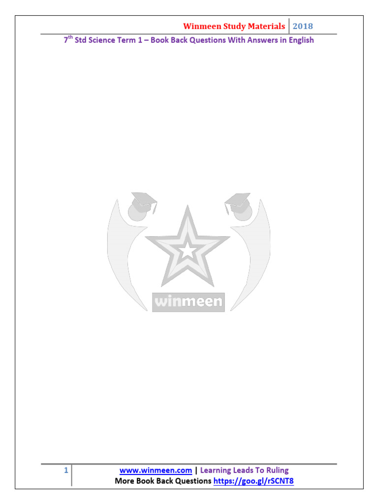 7th Science 1st Term Book Back Questions With Answers in English | PDF ...