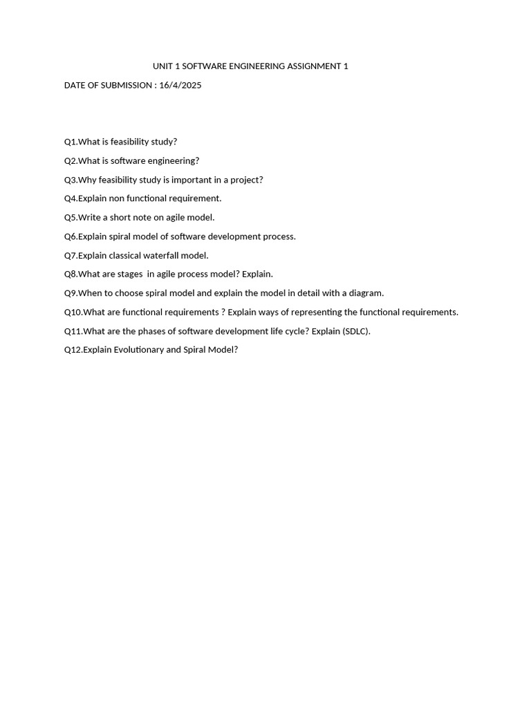 Unit 1 Software Engineering Assignment 1-1 | PDF