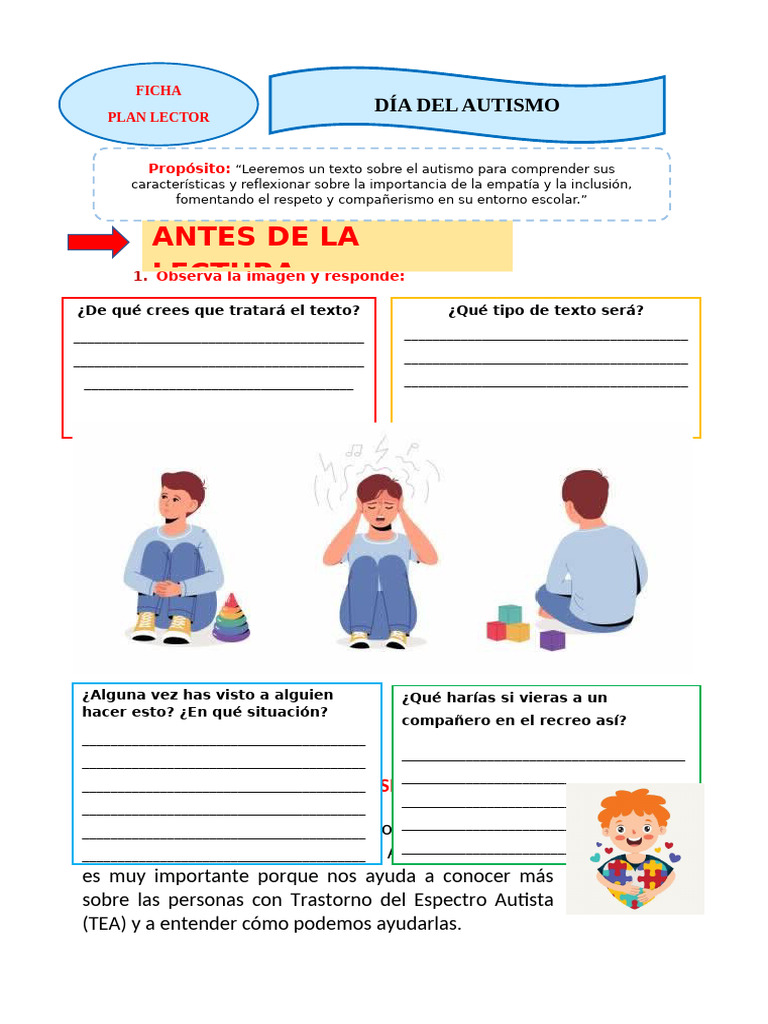 Ficha PL Vier 4 Día Del Autismo 933623393 Yessenia CN | PDF | Autismo ...