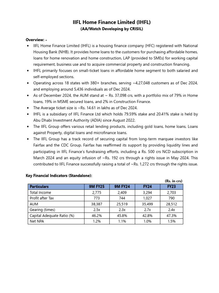 IIFL Home Finance Limited | PDF | Business | Money