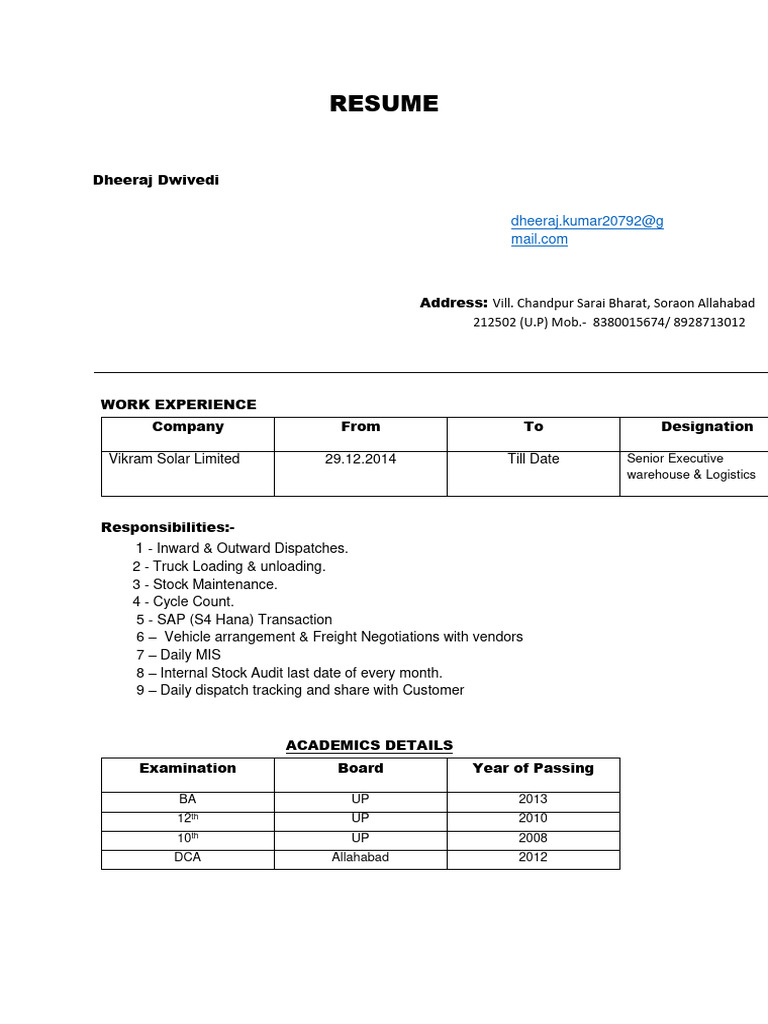 RESUME DHEERAJ | PDF