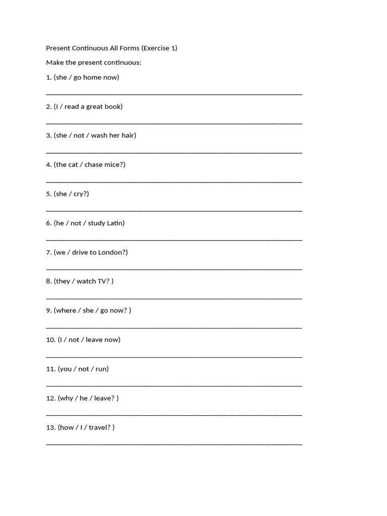 Present Continuous All Forms | PDF