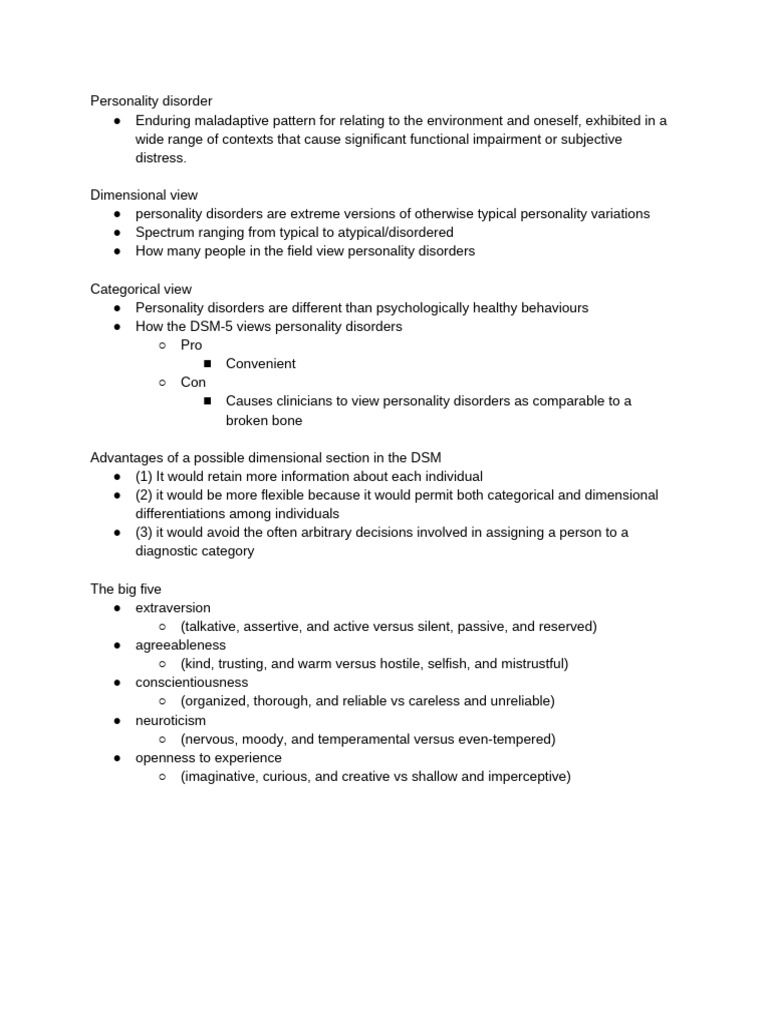 Understanding Personality Disorders and Their Clusters | PDF ...
